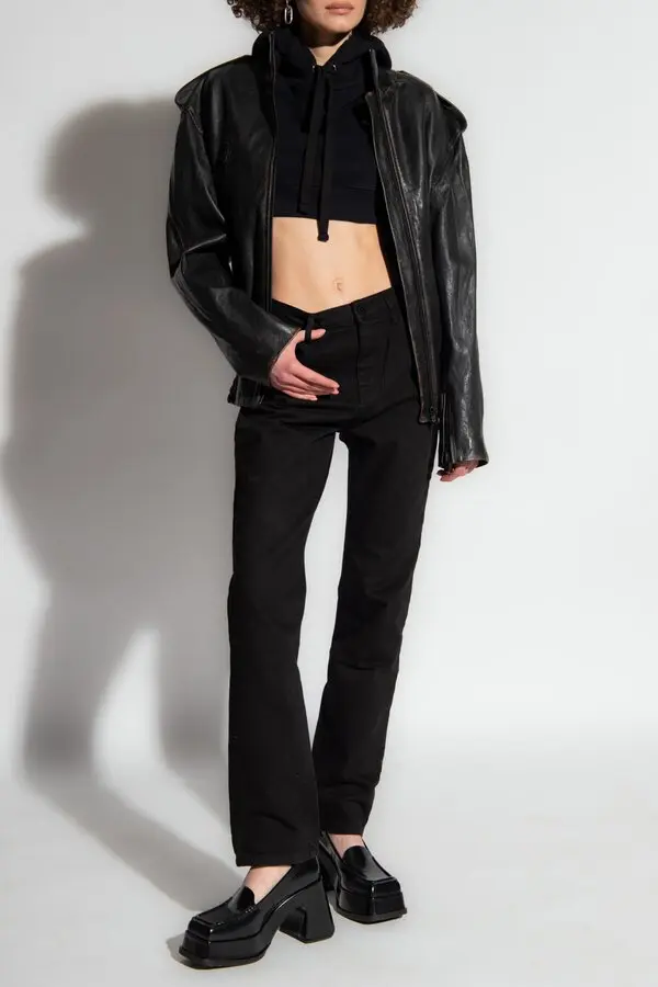 Raf Simons Cropped Short Sleeve Hoodie - Black