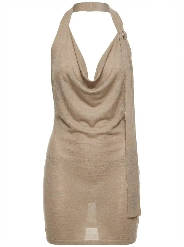 AYA MUSE Translucent Knitted Dress - Nude