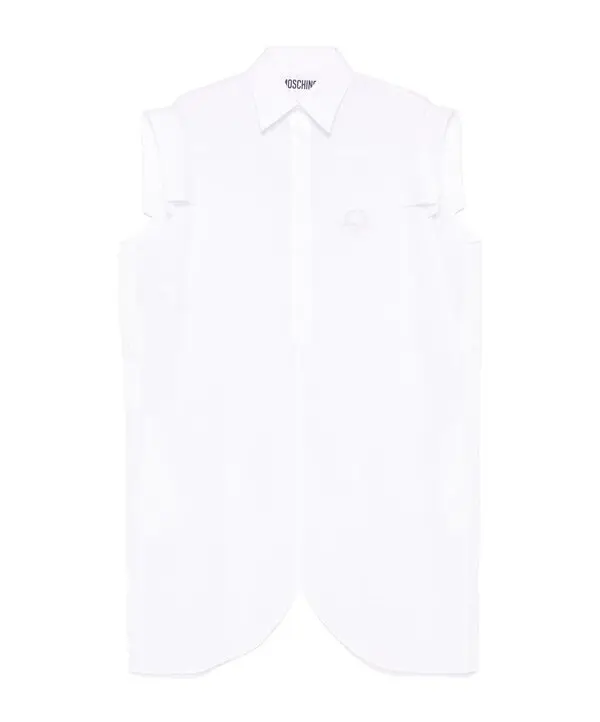 Moschino Shirt Dress With Asymmetrical Hem - White