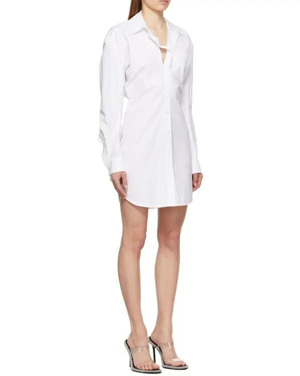 Alexander Wang Long-sleeve Cotton Shirtdress With Waist Detail And Back Cutout