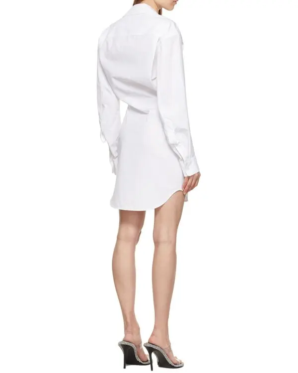 Alexander Wang Long-sleeve Cotton Shirtdress With Waist Detail And Back Cutout