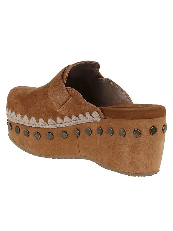 Mou Studded Platform Clogs - Brown