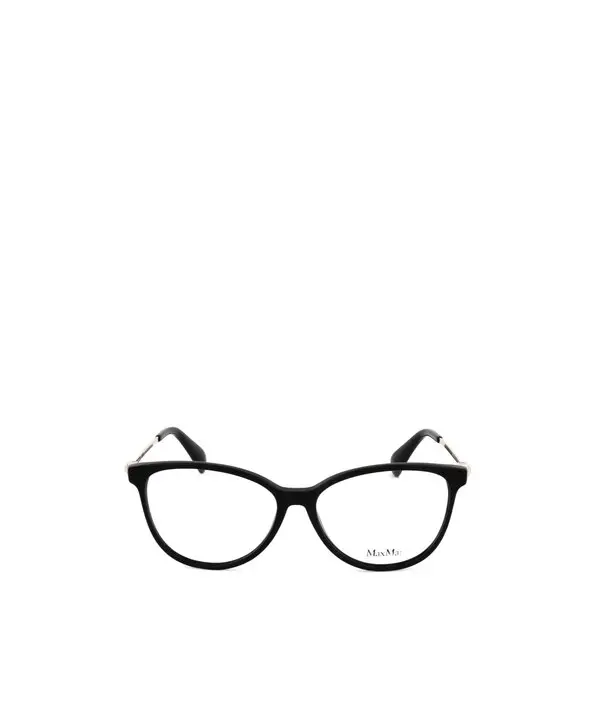 Max Mara Round Frame Glasses - Bright Black/bright Light Gold