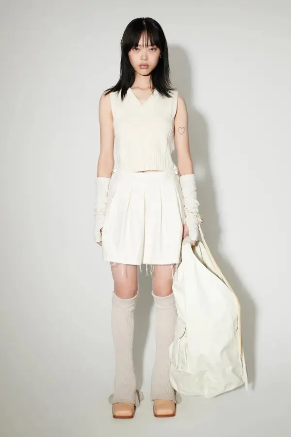 Our Legacy Pleated Skirt With Raw Hem And Side Zippers