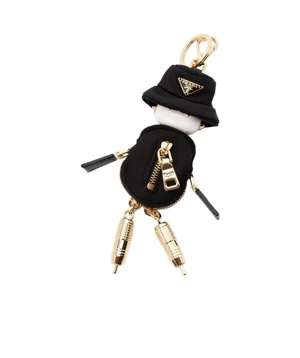 Prada Triangle-logo Soft Robot Keyring - Black