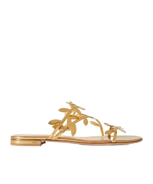 GIANVITO ROSSI Gold Leaf Embellished Sandals - Nude