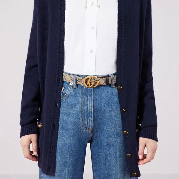 Gucci Reversible Gg Monogram Belt - Nude