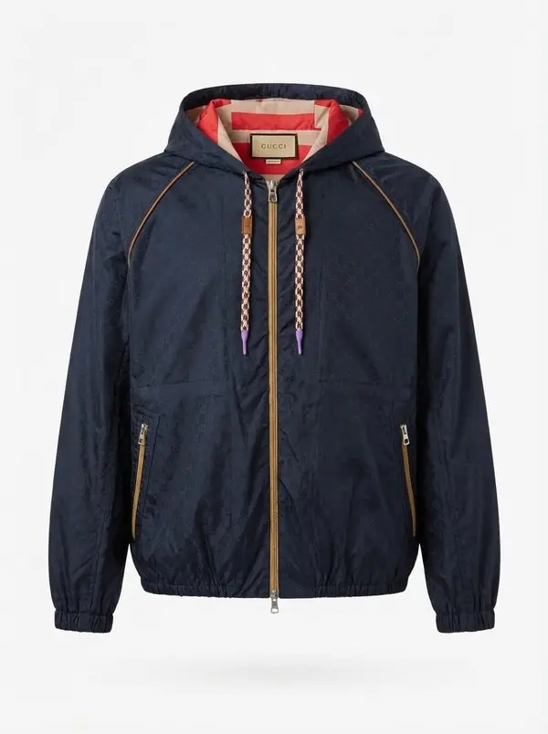 Gucci Gg Supreme Jacquard Zip-up Hooded Jacket
