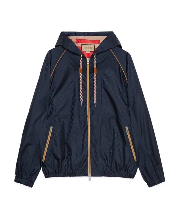 Gucci Gg Supreme Jacquard Zip-up Hooded Jacket