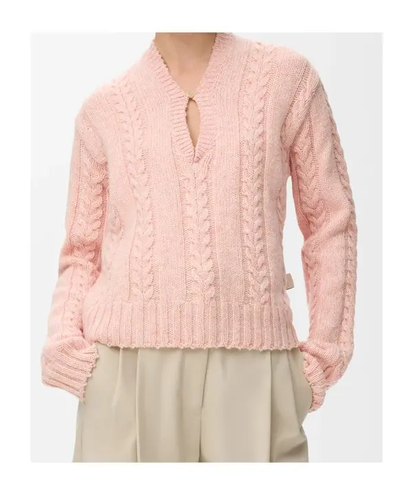 Loewe V-neck Knitted Jumper - Pink