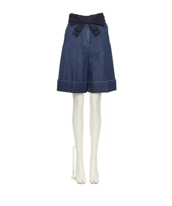 Valentino Garavani Denim Shorts With Bow Embellishment