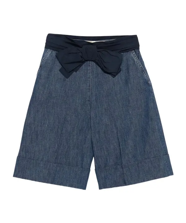 Valentino Garavani Denim Shorts With Bow Embellishment - Blue