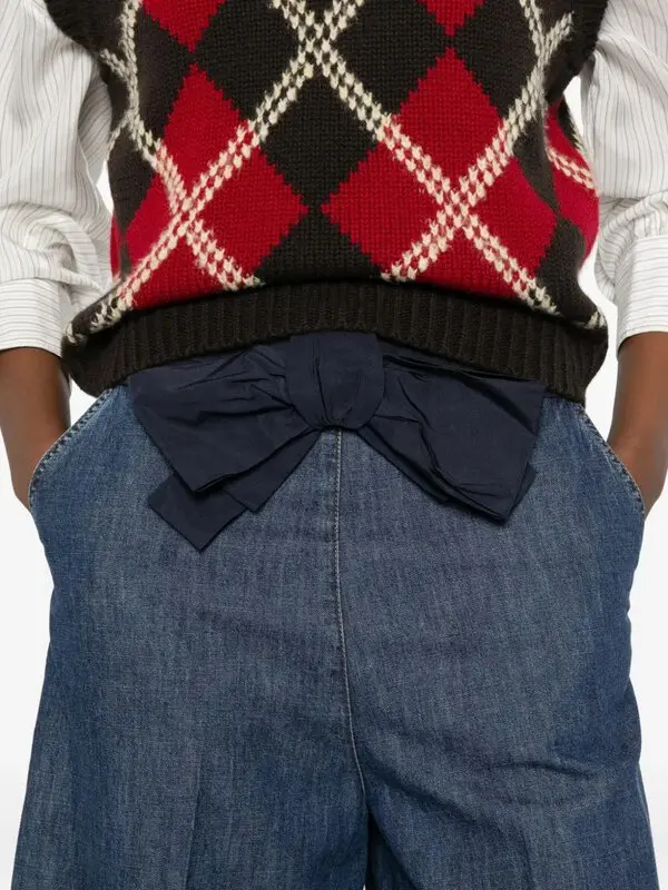 Valentino Garavani Denim Shorts With Bow Embellishment