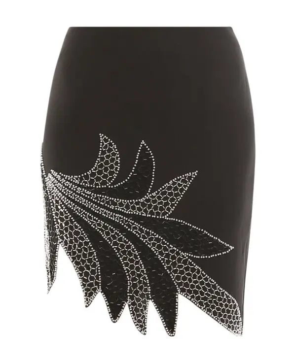 ROTATE BY BIRGER CHRISTENSEN Asymmetric Embellished Mini Skirt - Black