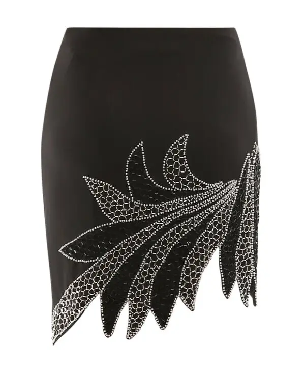 ROTATE BY BIRGER CHRISTENSEN Asymmetric Embellished Mini Skirt