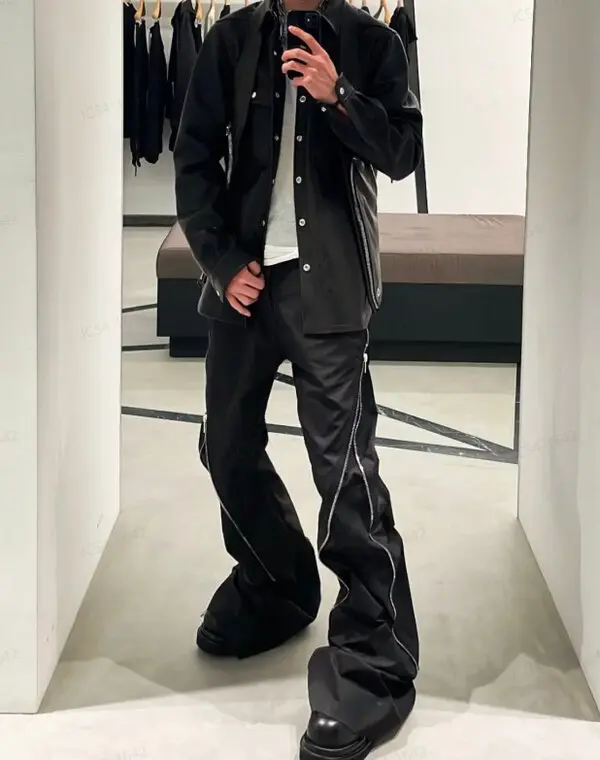 Rick Owens Bolan Banana Flared Trousers With Zipper Detail - Black