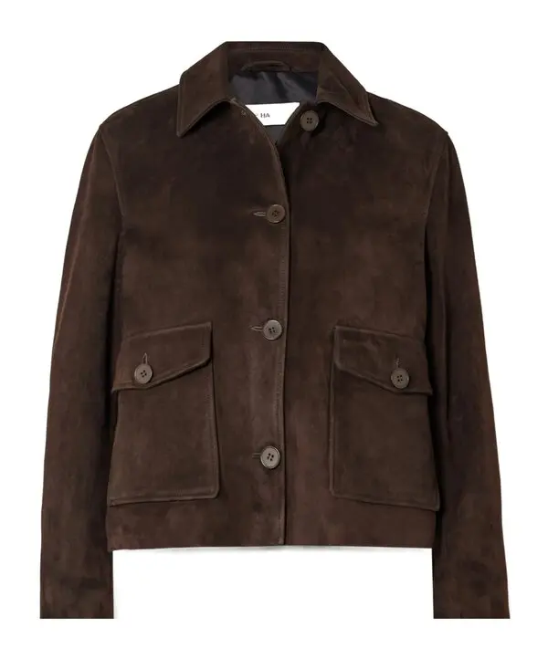Nour Hammour Louise Suede Jacket - Black