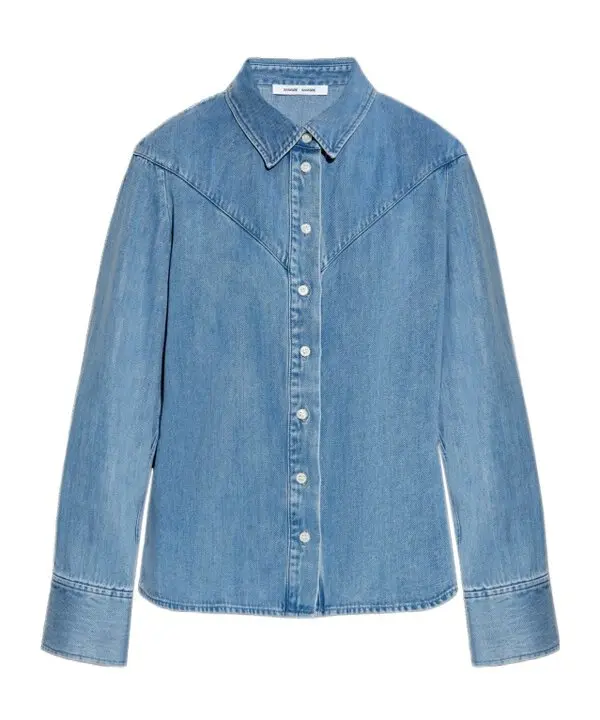 SAMSOE SAMSOE Denim Button-up Shirt With Classic Collar
