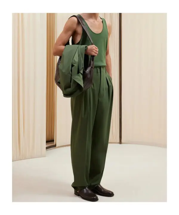 LEMAIRE Pleated Tapered Leg Trousers - Green