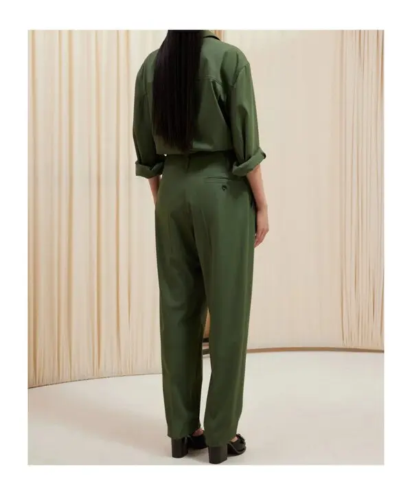 LEMAIRE Pleated Tapered Leg Trousers - Green