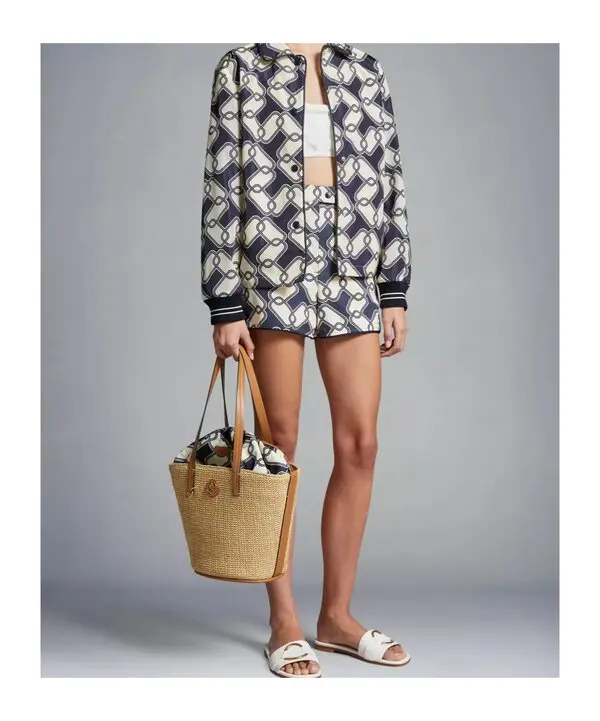 Moncler Woven Tote Bag With Drawstring Closure
