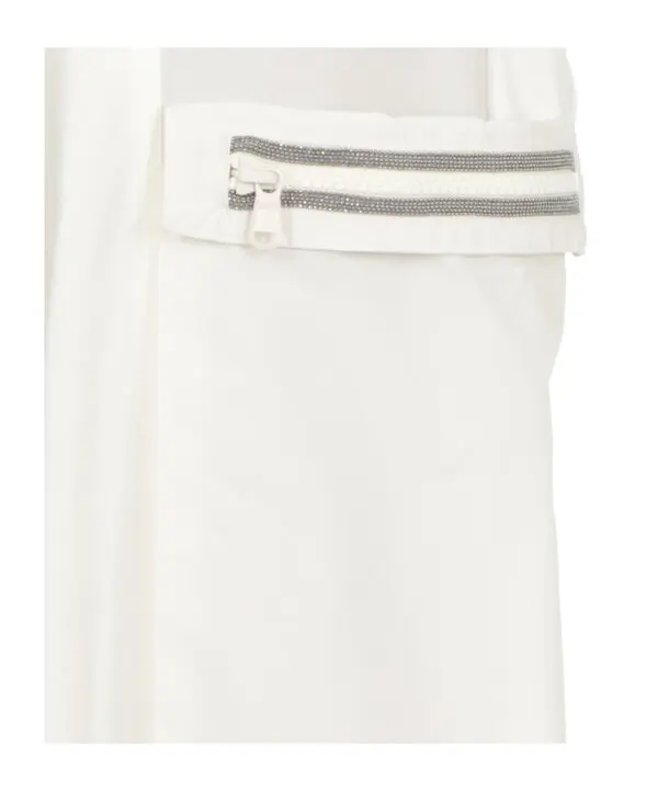 Brunello Cucinelli Cargo Pants With Monili Chain Detail - White
