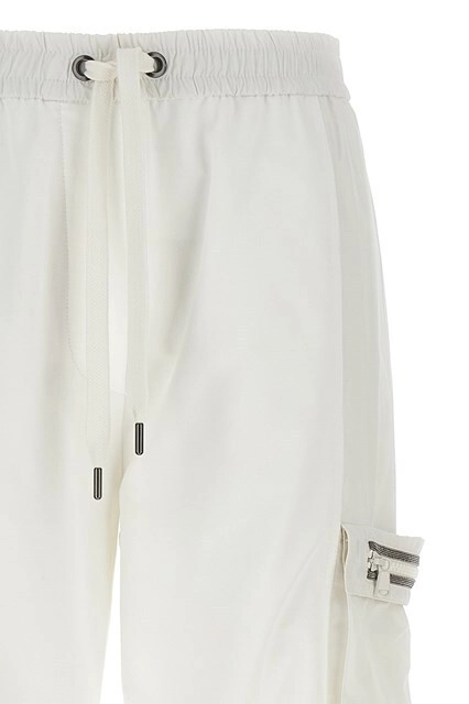 Brunello Cucinelli Cargo Pants With Monili Chain Detail - White