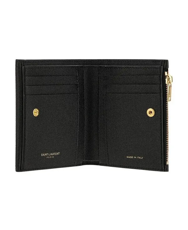 Saint Laurent Uptown Logo Flap Wallet - Black