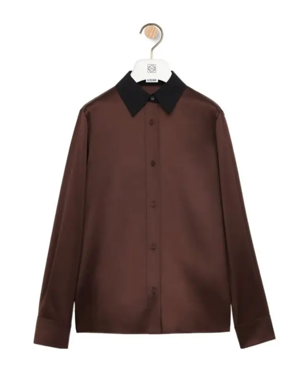 Loewe Long Sleeve Satin Shirt - Red