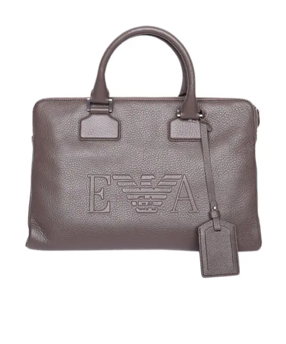 Emporio Armani Logo Decorated Briefcase - Gray