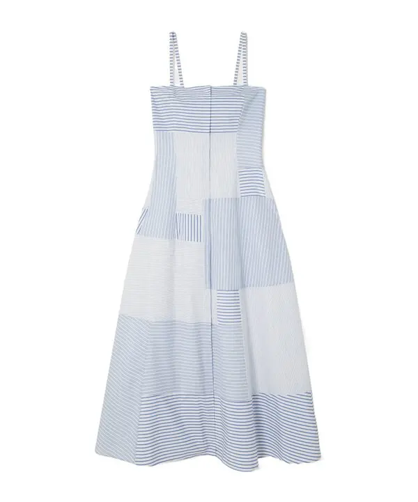 Gabriela Hearst Patchwork Stripe Suspender Dress - Blue