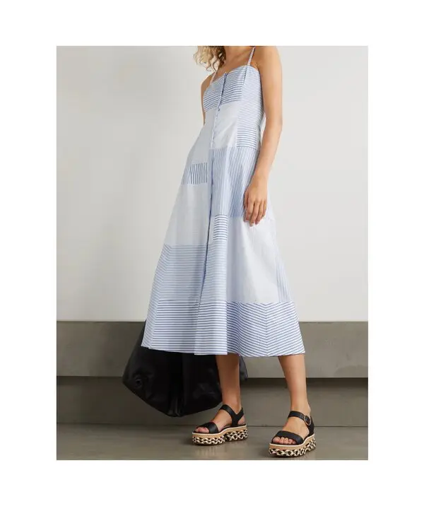 Gabriela Hearst Patchwork Stripe Suspender Dress