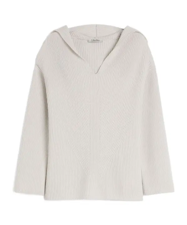 Max Mara Falcone Ribbed Hoodie - White