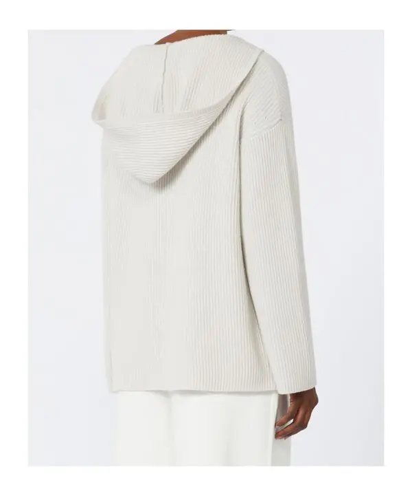 Max Mara Falcone Ribbed Hoodie - White