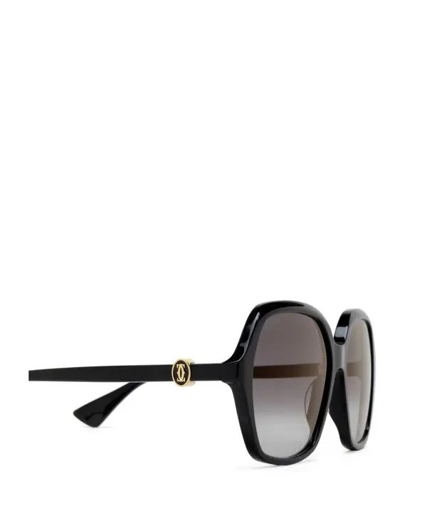 Cartier Geometric Frame Sunglasses - Black