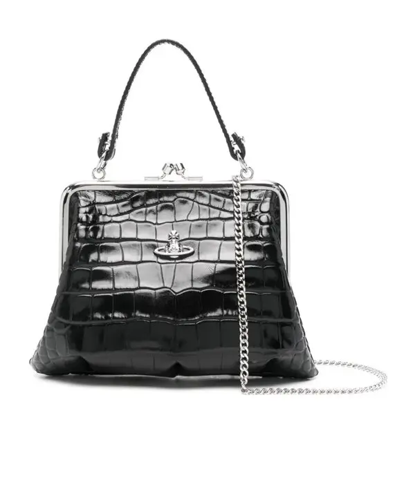 VIVIENNE WESTWOOD Granny Frame Embossed Purse - Black