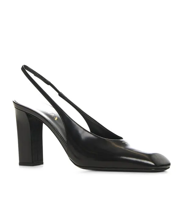 Prada Square Toe Slingback Pumps - Black