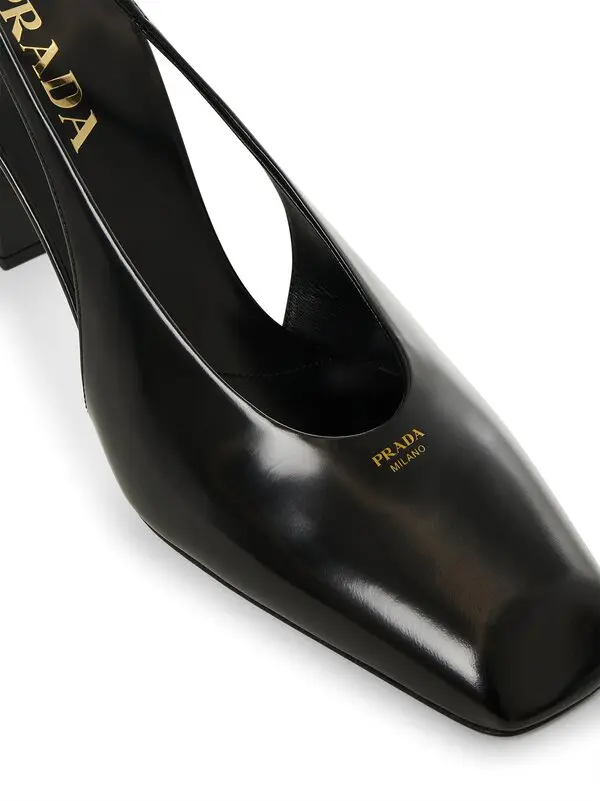 Prada Square Toe Slingback Pumps - Black