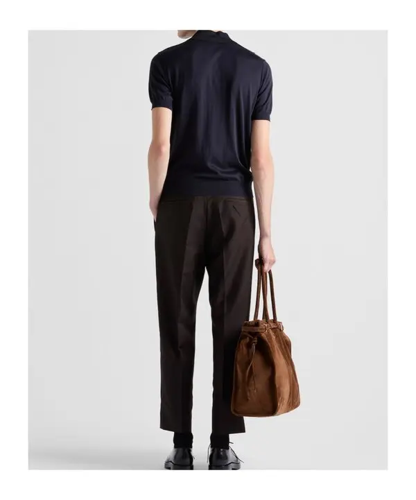 Prada Short Sleeved Ribbed Hem Polo Shirt