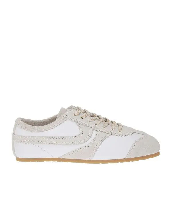 Dries Van Noten Suede-panelled Round Toe Lace-up Sneakers - White