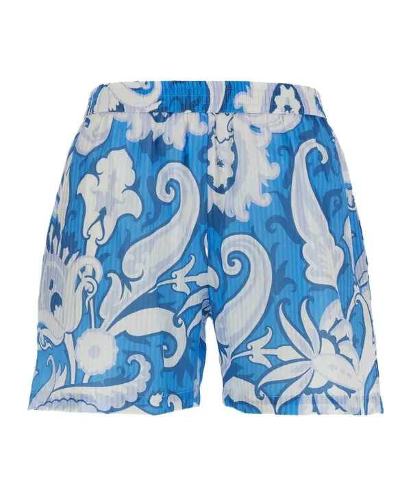 Etro Floral Printed Swim Shorts - Lightblue