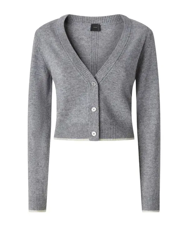 Pinko Cropped V-neck Cardigan With Button Closure - Gray