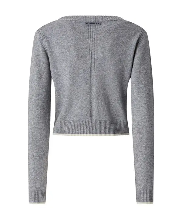 Pinko Cropped V-neck Cardigan With Button Closure - Gray