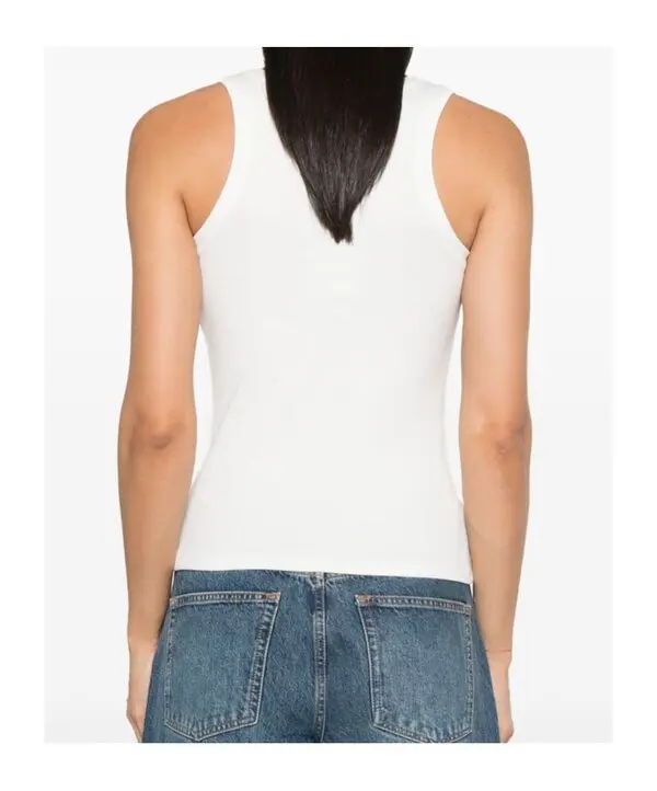 ANINE BING Ribbed Knit Tank Top With Logo Embossed Buttons