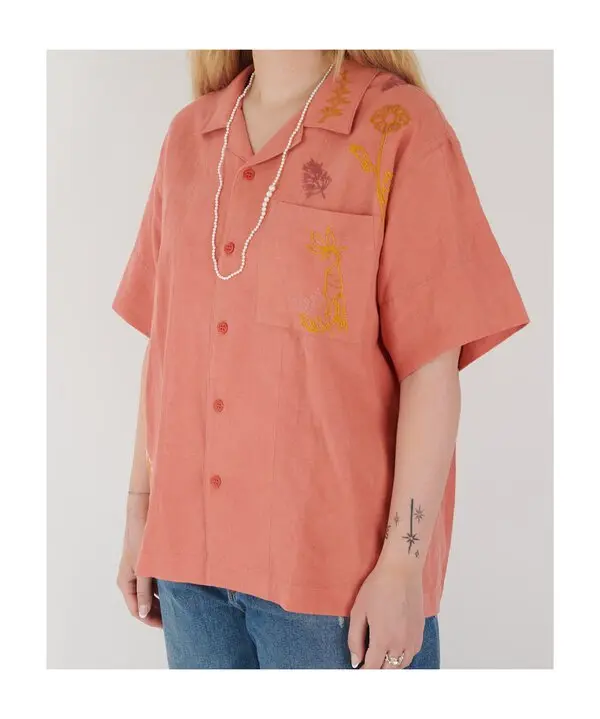 STORY MFG. Embroidered Lapel Collar Short Sleeve Shirt
