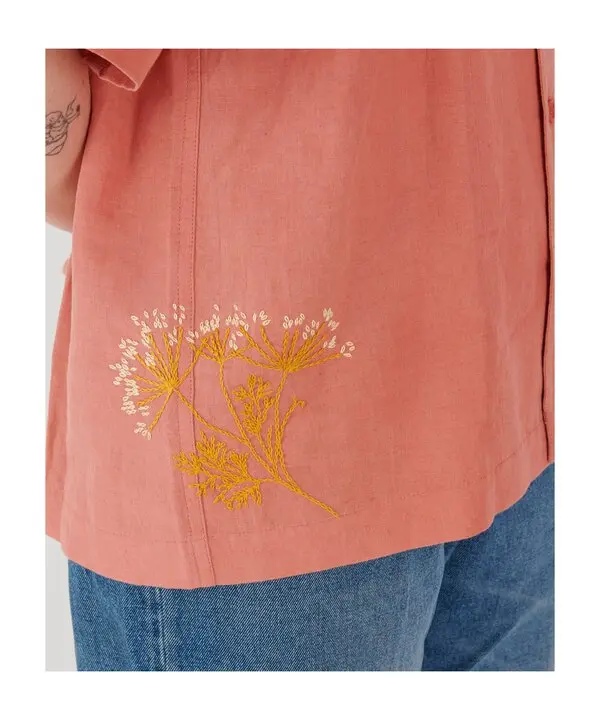 STORY MFG. Embroidered Lapel Collar Short Sleeve Shirt