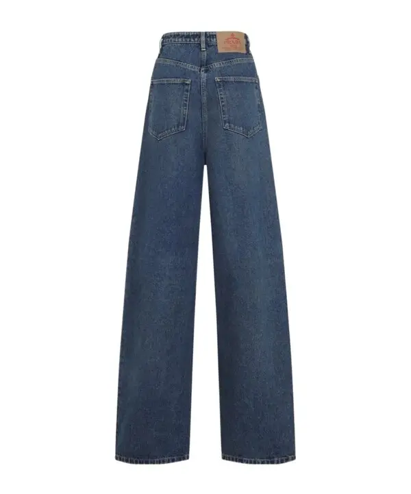 Prada Logo Plaque Balloon Jeans - Blue