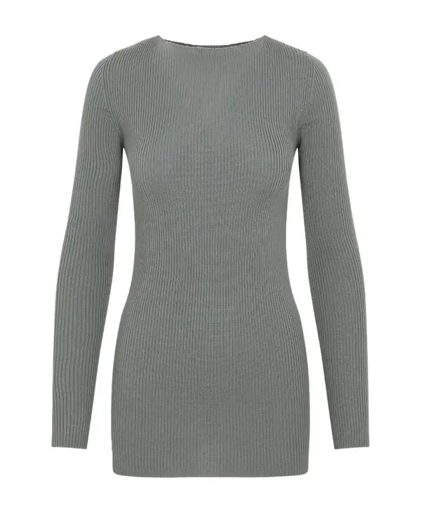 Rick Owens Ribbed Crewneck Long Sleeve T-shirt - Gray