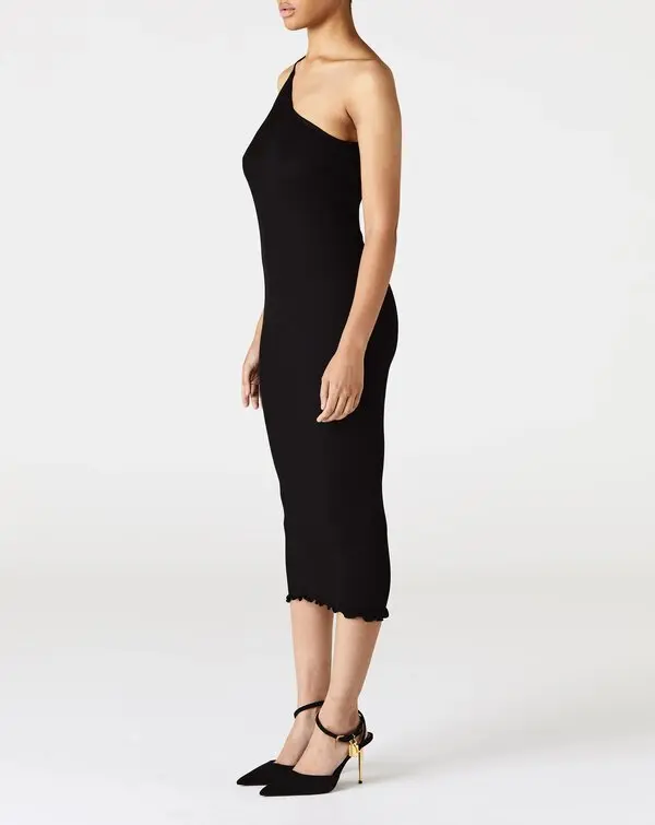 Givenchy One-shoulder Asymmetrical Dress With Fur Trim