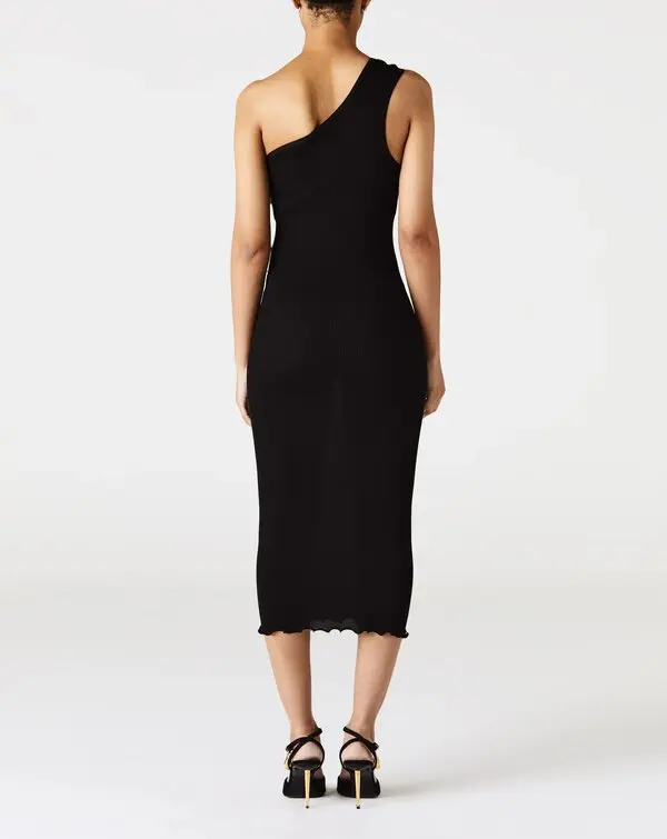 Givenchy One-shoulder Asymmetrical Dress With Fur Trim